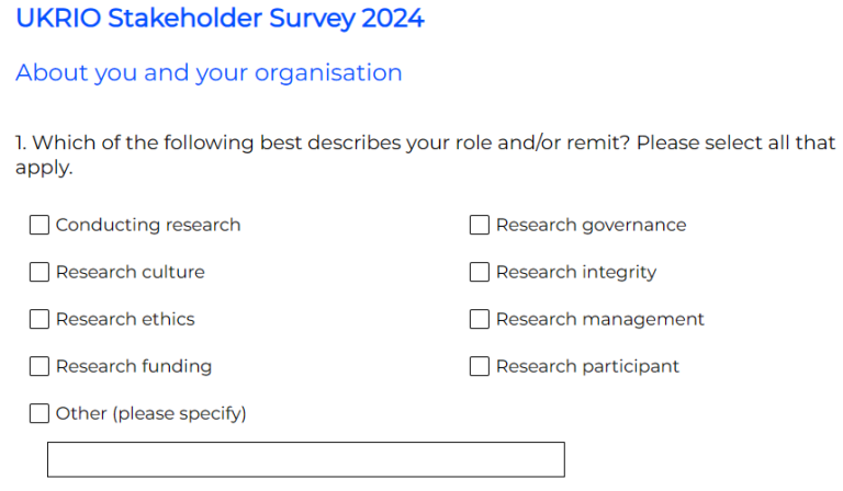 Launch of UKRIO's Stakeholder Survey 2024 - UK Research Integrity Office